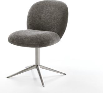 DELIFE Drehstuhl Nube-Flex Boucl&eacute; Soft Schlamm Fu&szlig;kreuz Edelstahl 360&deg; drehbar Wippfunktion Taschenfederkern, Esszimmerst&uuml;hle