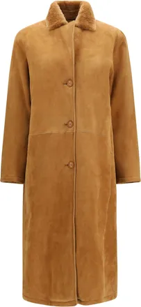 S.W.O.R.D 6.6.44 Womens Leather Shearling Coat Camel Calf Jacket