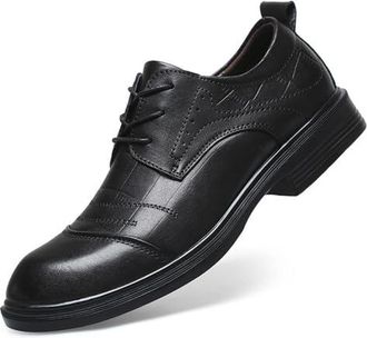 Generic Chaussures habillées classiques à lacets pour homme - Style décontracté - En cuir Oxford, Noir, 42 2/3 EU