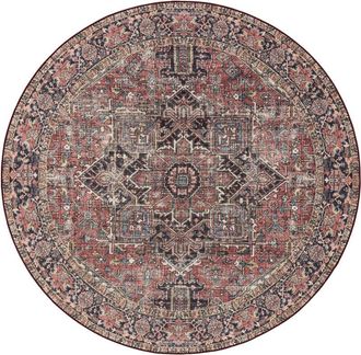 benuta Basic Waschbarer Teppich George - Multicolor/Beige 120 cm Rund - Kunstfaser - Rund & im Style: Vintage, Elegant, Retro - Pflegeleicht für Wohnzimmer