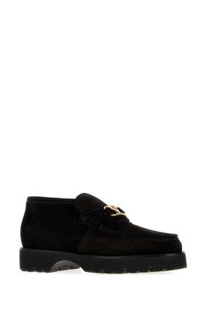 Valentino Garavani Mens Black Suede Vlogo Signature Loafers Nero Mocassini