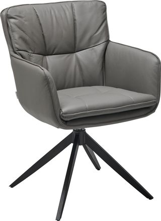 Livetastic Armlehnstuhl Echtleder, Dunkelgrau, Metall, Leder, Echtleder, Büffelleder, A-Form, 59x87x64.5 cm, Stühle