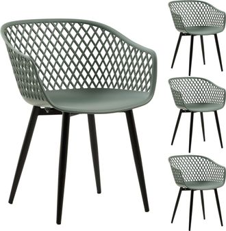 IDIMEX Esszimmerstuhl Madeira, schöner Küchenstuhl im Retro Design, bequemer Essstuhl im 4er Set, praktischer Essstuhl aus Kunststoff in olivgrün