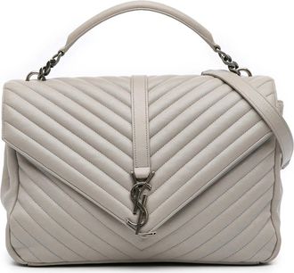 Saint Laurent Hobo Bags - Large Chevron Sheepskin Monogram College Satchel - Gr. unisize - in Grau - f&uuml;r Damen