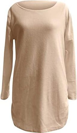 Generic Robes amincissantes pour femmes, chandail d&eacute;contract&eacute; &agrave; manches longues, col rond, fermeture &eacute;clair surdimensionn&eacute;e, couleur unie, confortable, l&eacute;ger,