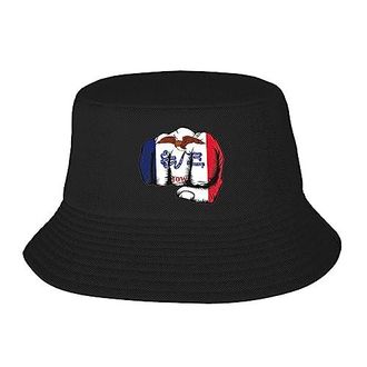 Generic Chapeau De Seau Drapeau De LIowa Poing De Puissance Chapeaux De Visi&egrave;re Respirant &Eacute;t&eacute; Bonnet De Soleil, pour Chasse, Sports, De P&ecirc;che, 56-58cm