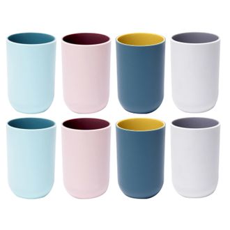 Artibetter 8 Stück Teiliges Dualfarbiger Wiederverwendbarer Zahnbürstenbecher und Mundspülbecher aus Robustem PP Minimalistisches Design Tragbar für Badezimmer R