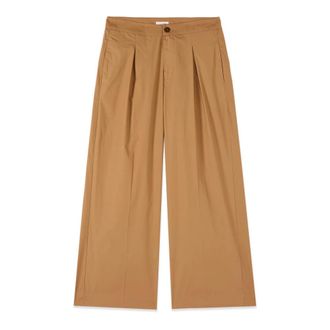 Oltre Poplin Palazzo Hose - - Trousers - Damen - Beige - 3XL