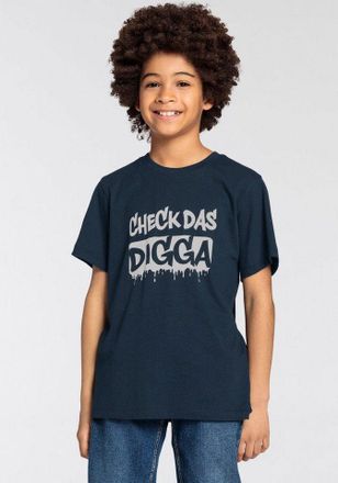 Kidsworld T-Shirt Sprücheshirt: CHECK DAS DIGGA Kurzarm, Basic-Passform, bedruckt, Rundhalsausschnitt