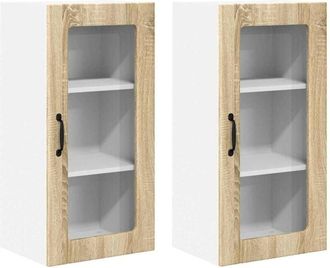 vidaXL Küchenwandschrank mit Regal 2 pcs Sonoma-Eiche 40 x 31 x 80 cm vidaXL