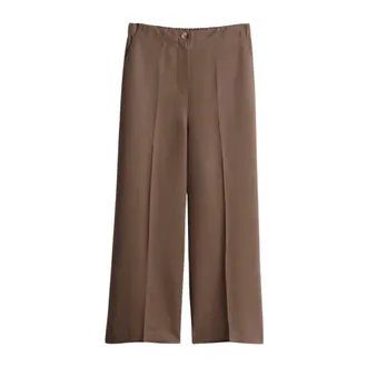 someday Celino Cropped Leinenhose - - Trousers - Damen - Braun - XL
