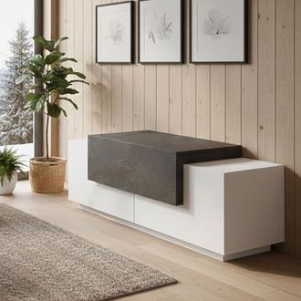 Dmora Kommode Mirco, moderner Multifunktionseingang, Mehrzweckschrank f&uuml;r die Eingangshalle, 100 % Made in Italy, 120 x 45 x 46 cm, gl&auml;nzendes Wei&szlig; und Schi