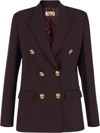 Elisabetta Franchi Femme, Vestes, Brun, Taille: 40 FR Veste crois&eacute;e en gabardine