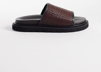 WALK LONDON Walk London - Holly - Slider aus gewebtem Leder in Braun-Brown