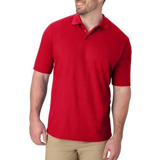 Hanes Pique Short Sleeve Shirt, Three-Button Midweight Polo for Men Chemise, Rouge Profond, 3XL Homme