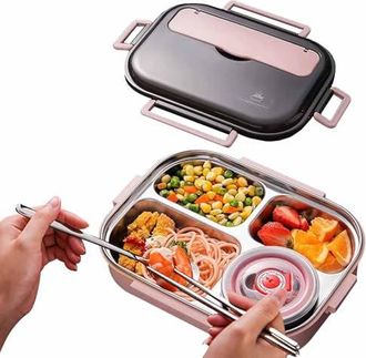 Generic Boîte à 4 compartiments - Boîte à déjeuner avec 4 compartiments | 1500 ml grande capacité style design récipient alimentaire, boîte à déjeuner thermiq