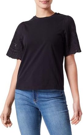 Vero Moda Y.A.S Yaslex SS Top W. EMB Sleeves S. Noos Chemisier à Manches Courtes, Noir, M Femmes