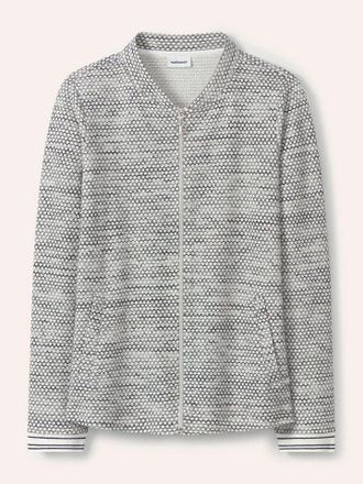 Walbusch Sweatjacke Damen Struktur Jersey Jacke Baumwolle Langarm Homewear, Bicolor, Blousonkragen, Rei&szlig;verschluss, pflegeleicht