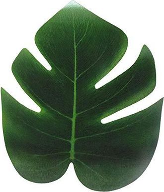 Generic Lot de 12 sets de table en soie avec feuilles de palmier tropicales artificielles en tissu de grande taille pour d&eacute;coration de f&ecirc;te sur le th&egrave;me de la