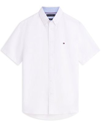 Tommy Hilfiger Kurzarmhemd aus Baumwolle und Leinen, Regular Fit in