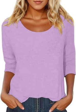 Generic T-shirt Femme Basique D&eacute;contract&eacute; Col V Manches Courtes T-shirt Confortable V&ecirc;tements Quotidiens T-shirt Doux Respirant pour le Printemps, L&eacute;t&eacute; et lAu