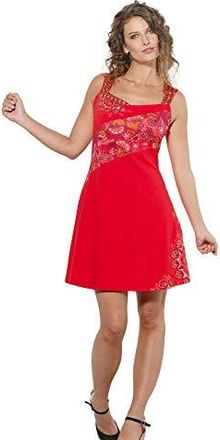 Coline Robe Courte imprim&eacute; plac&eacute; - Couleur : Rouge - Taille : M