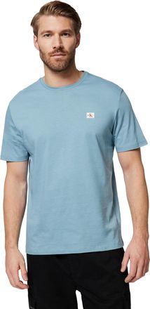 Calvin Klein Herren T-Shirt Kurzarm Badge Jersey Classic Tee aus Baumwolle, Blau (Smoke Blue), L