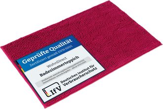 WohnDirect Badematte 70x120 cm Pink - Gro&szlig;er Badezimmerteppich XXL - Weicher Hochflor Badvorleger Lang, Saugstark & Waschbar (Versand aus DE)