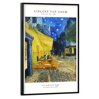artboxONE Poster mit schwarzem Rahmen 30x20 cm St&auml;dte Van Gogh - Caf&eacute;terrasse am Abend - Bild Van Gogh