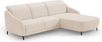 Cavadore Ecksofa Blue/Moderne Eckcouch mit Longchair, Inkl. Kopfteilverstellung, Vorziehsitz motorisch, Klapptisch, USB-Anschluss und mattschwarzen Metallfüßen