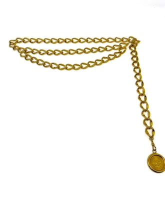 Chanel Gold Metal Medallion Chain Belt