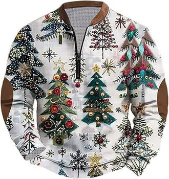 Generic Pull à fermeture éclair pour homme - Motif graphique de Noël - Coude tendance - Pull de Noël pour homme - Nouveauté - Amusant - Fêtes de vacances - Co