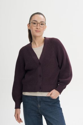 Mela Damen vegan Rippstrick Cardigan Bhuma Holunder Meliert
