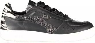 Diadora Femme, Chaussures, Noir, Taille: 35 1/2 EU Baskets en cuir noir avec des accents contrastants