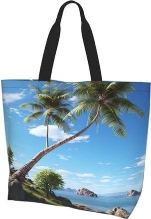 Generic Un Cocotier Sac A Main Femme L&eacute;ger Sacs De Courses Grand Sac Fourre-Tout Pour Universit&eacute; Plage Gym