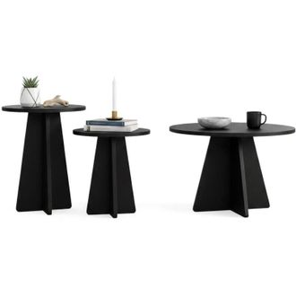 Dmora Couch-Tisch Cargeghe, Runde Form, Tischplatte aus edlem Holz, Farbe Schwarz, 60x60x40h cm, Schwarz