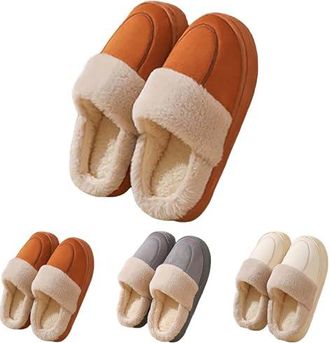Generic Pantoufles thermiques pour femme avec doublure en fausse fourrure - Confortables - Chaudes - Pour lhiver - Douces - Confortables - Semelle antidérapan