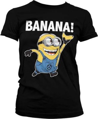 MINIONS Officiellement sous Licence Banana! Femme T-Shirt (Noir), M