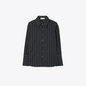 Tory Burch Damen Baumwollhemd mit Manschetten in Blau