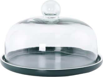 Yardwe Kuchen Glocke mit Keramik Kuchenständer Transparent Glasglocke Käseglocke Käse Torten Kuchen Glashaube Tortenglocke Lebensmittel Haube Abdeckung Kuche