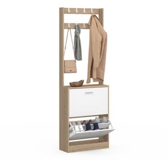 IDMarket Eingangsgarderobe KLARK Schuhschrank 2 T&uuml;ren Holz-Wei&szlig;-Effekt