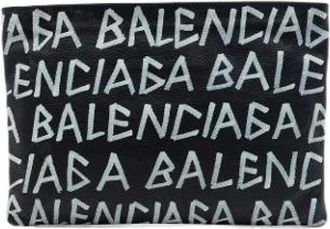 Balenciaga Pre-owned Vintage Printed Leather Clutch - Femme - Pre-owned - Noir - Taille: ONE Size