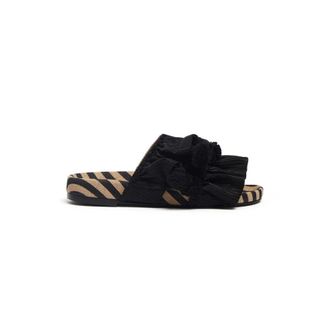 La DoubleJ Pimento Slide - Sandalen mit Fu&szlig;bett aus Spring Tweed - - Shoes - Damen - Schwarzk - 36 EU