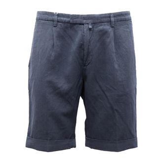 BRIGLIA 1949 Strukturierte Baumwoll/Leinen-Shorts- Prince of Wales - - Shorts - Herren - Blau - S