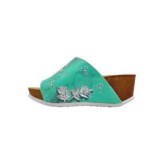 Dogo Femme Cuir Vegan Turquoise Pantoufles Compensées - Koala Hug Motif