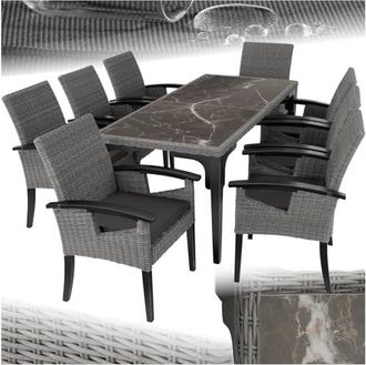 TecTake Salon de Jardin Ext&eacute;rieur en Poly Rotin 8 Personnes Ensemble Fauteuil Salon et Table de Jardin, Coussins Amovibles Inclus, Mobilier de Jardin pour Ame