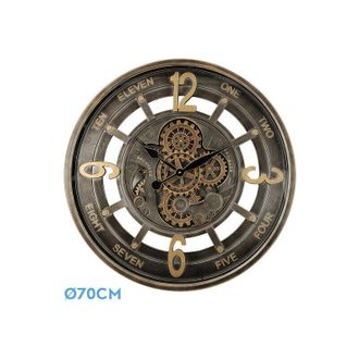 Fabrilamp Fabrilamp - Wanduhr de padua gold/leder 70x70x8cm Getriebe mit Uhrwerk