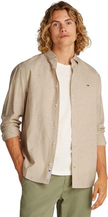 Tommy Jeans Herren Hemd Linen Blend Regular Fit, Beige (Relic Tan), M
