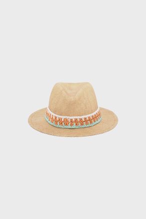 Gerard Darel Chapeau en raphia &agrave; bande color&eacute;e - NIRMA - Sable