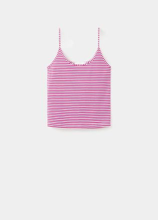 Mango Top coton rayure tiss&eacute;e fuchsia - Femme - S - MANGO